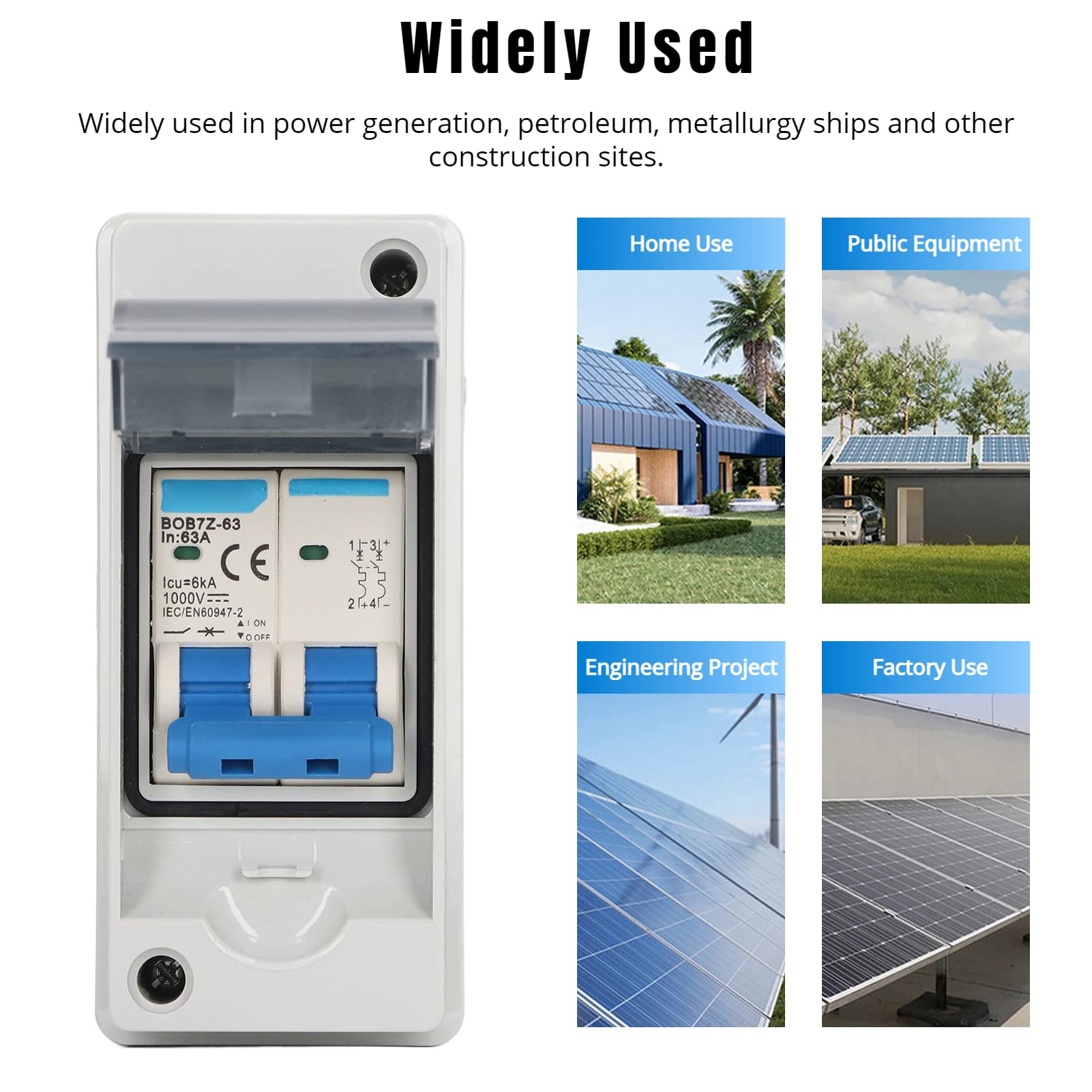 63A 1000V DC Disconnect Switch,PV DC Miniature Circuit Breaker with IP65 Waterproof Distribution Box,Solar Disconnect Switch for Solar Panels
