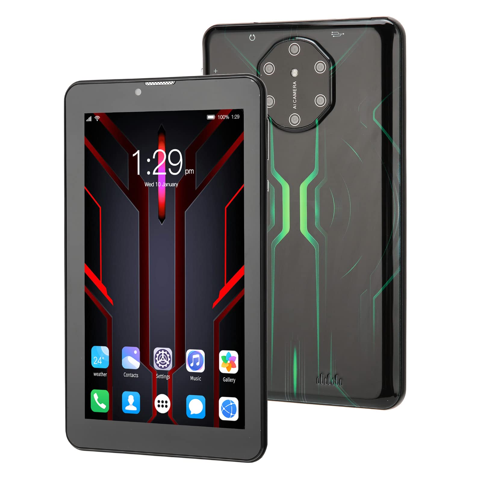 7 Inch Tablet, Kids Tablet 4GB RAM 32GB ROM MT6592 8 Core CPU Double Camera Green for Writing (US Plug)