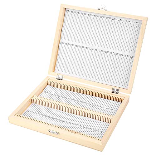 Wooden Box with Lock Storage Glass Slide Storage for Lab Glass Prepared Microscope Slides Storing Tool 22.8x18.8x3.5cm / 9x7.4x1.4in for Educational Use