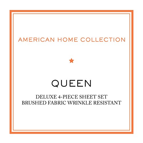 American Home Collection Deluxe 4 Piece Bed Sheets Set Deep Pocket Extra Soft Microfiber Wrinkle Free Sheets Easy Care (Queen, Ivory)