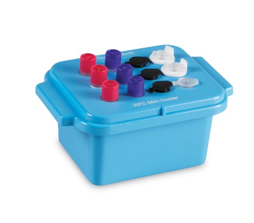 Heathrow Scientific True North HEA120073 Polycarbonate Mini Cooler with Clear Lid, Holds 0.5-2 mL x 12 Tubes, -20°C Maximum Temperature, Blue