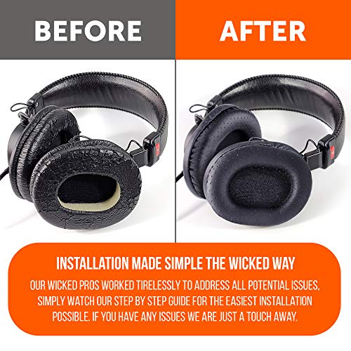 WC Wicked Cushions Replacement Ear Pads for Sony MDR 7506 | Softer Leather, Luxurious Memory Foam, Unmatched Durability | Compatible with MDR 7506 / MDR V6 / MDR CD900ST | (Perforated PU Leather)