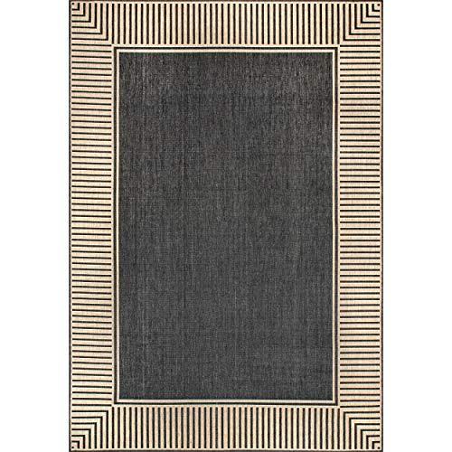 nuLOOM Asha Simple Border Indoor/Outdoor Area Rug, 6' 7" x 9', Dark Grey