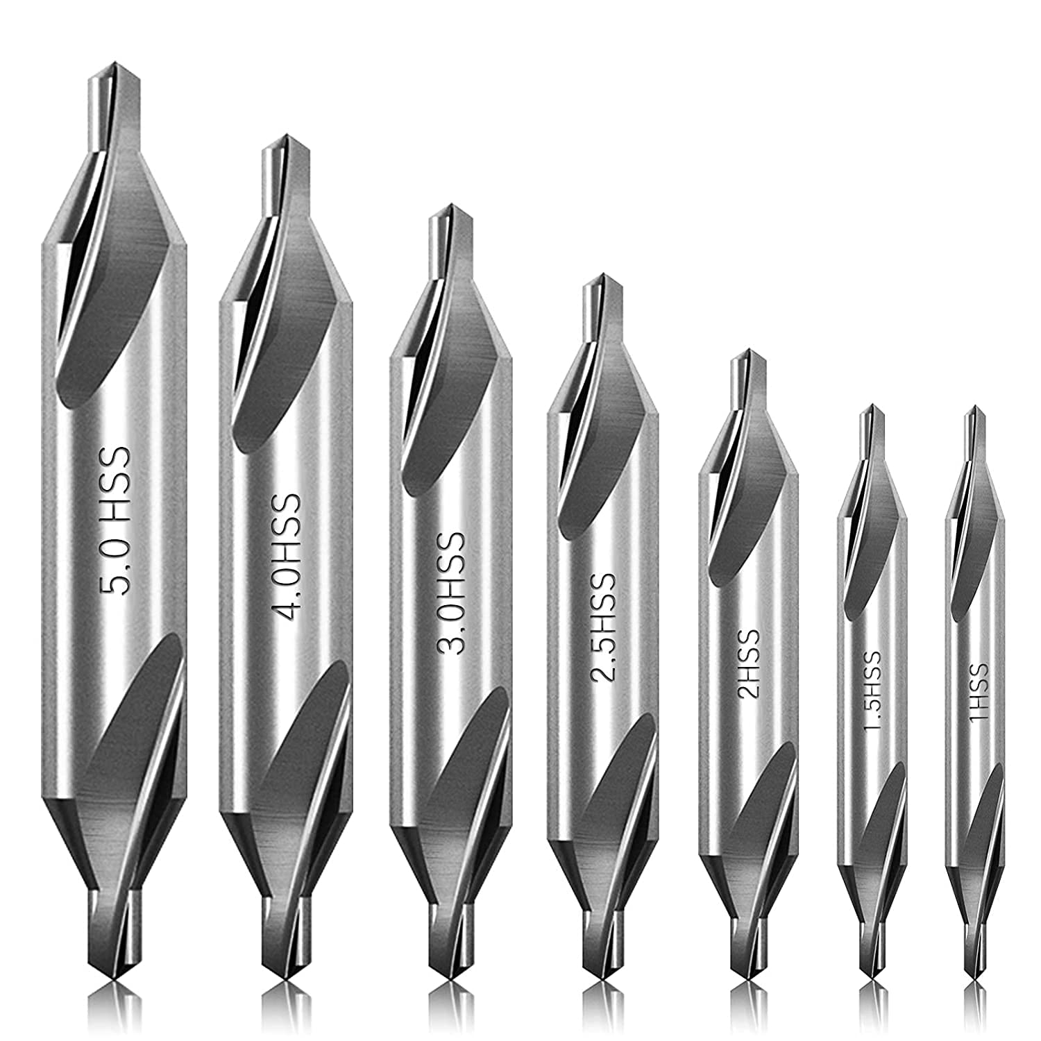 7 Pcs Drill Set 60-Degree Drill Kit Countersink for Lathe Metalworking