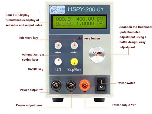 DC Regulated Power Supply/Four Digital Display Precision Adjustable Power Supply Digital Programmable DC Power Supply Cup Time Tracking DC 400V/1A