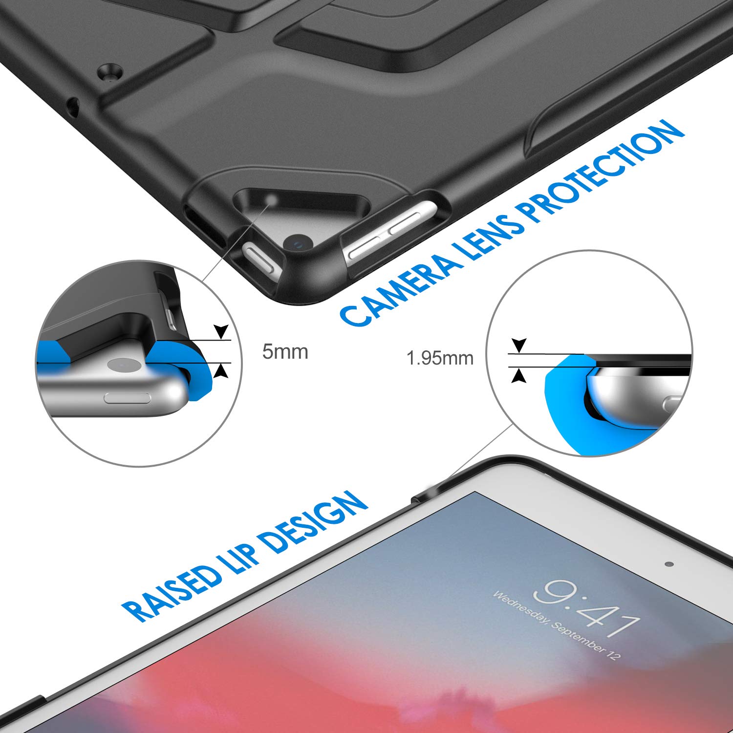 JETech Case for iPad Air 10.5 (3rd Generation 2019 Model) and iPad Pro 10.5 2017, Double-fold Stand with Shockproof TPU Back Cover, Auto Wake/Sleep (Black)