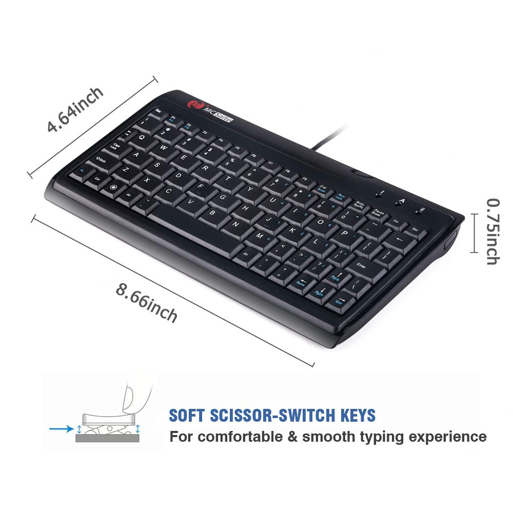 Super Mini Wired Keyboard, MCSaite Full Size 78 Keys Keypad Small Portable Fit with Professional or Industrial Use for Computer Laptop Mac Notebook