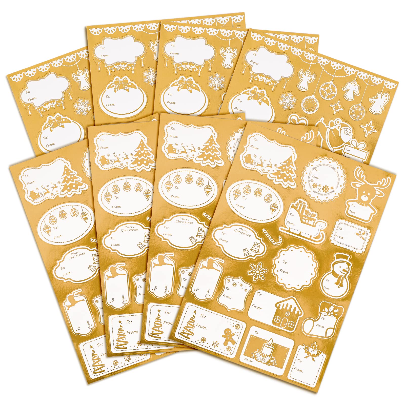 Whaline 128Pcs Christmas Sliver Foil Gift Tags Assorted Christmas Name Tag Stickers Xmas Tree Sliver Labels Self-Adhesive Paper Gift Tag Sticker for Christmas Winter Holiday Birthday Wrap Gift Decor