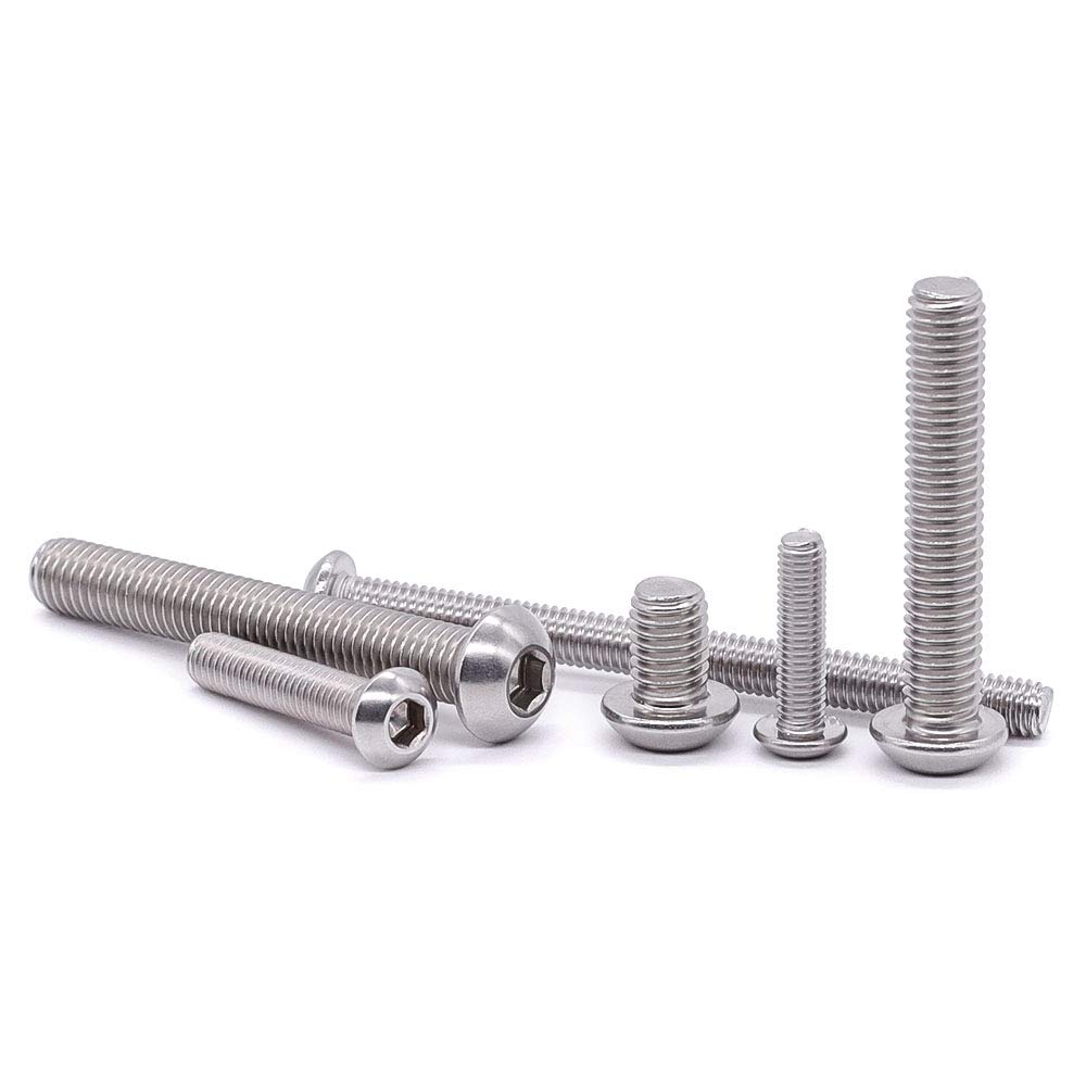 M5-0.8 x 10mm Button Head Socket Cap Screws 304 Stainless Steel 18-8 Hex Socket Cap Screws, Allen Hex Drive, Full Thread, Coarse Thread UNC, 100 PCS
