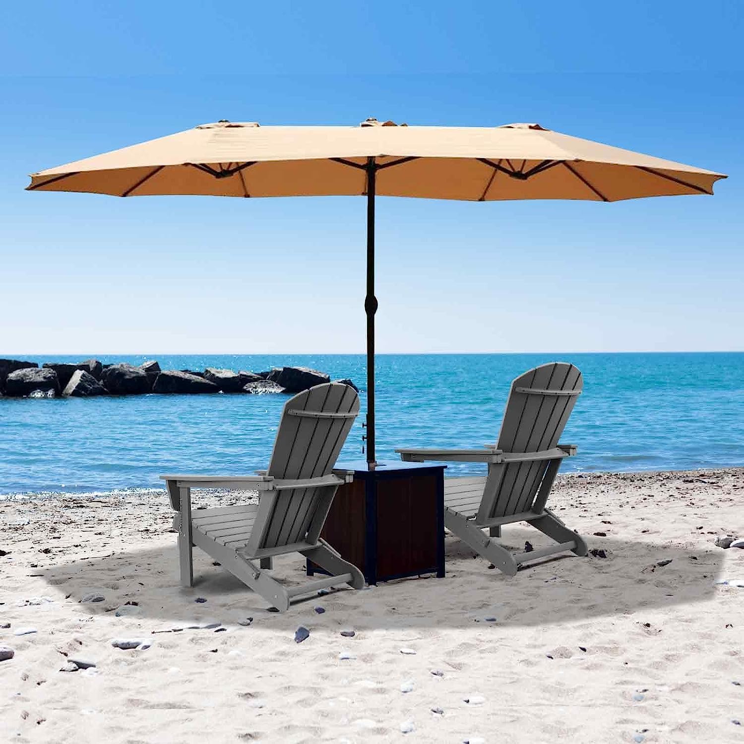 OLYMSOLD Folding Adirondack Chair Set of 2, Plastic Adirondack Chairs Wood Texture, Fire Pit Chairs for Outside, Weather Resistant Composite Adirondack Chair with Cup Holder