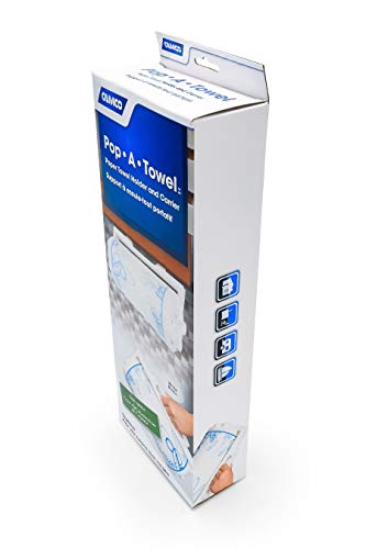 Camco Pop-A-Towel- Mountable or Portable Paper Towel Holder Dispenser, Keep Paper Towels Clean, Conserve Space in Your RV Kitchen (White) (57111)