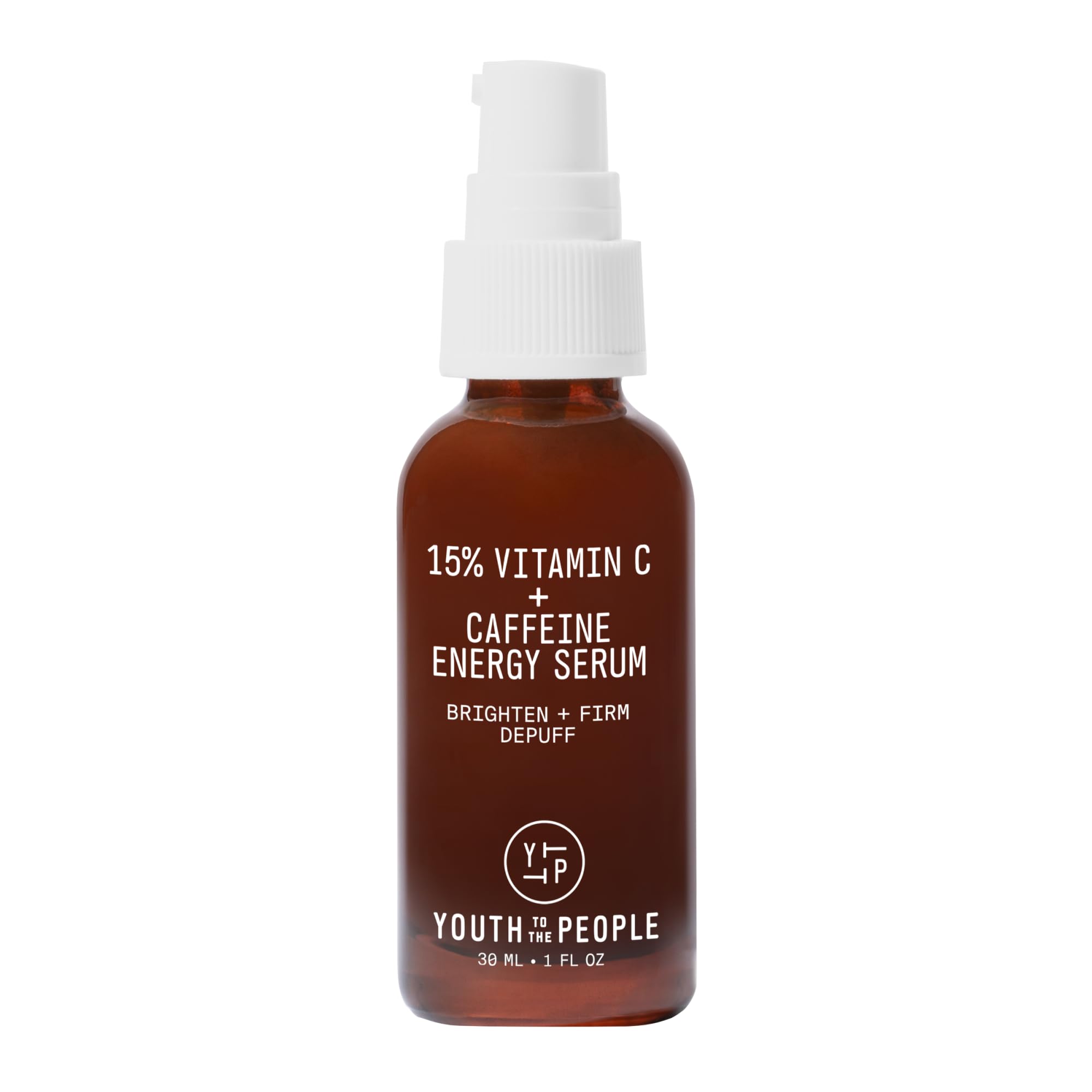Youth To The People 15% Vitamin C + Caffeine Energy Face Serum, Full Size (1 fl oz), Reduce Puffiness, Brighten Uneven Skin Tone + Improve Texture, Treats Dark Spots + Dullness, Vegan