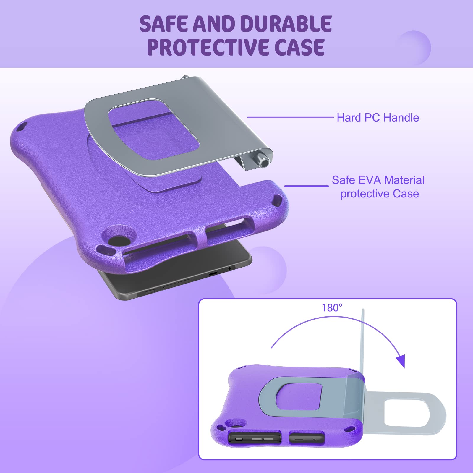 8 inch Tablet case,Tablet Case Fits 8 & 8 Plus Tablet (for 12th/10th Generation, 2022/2020 Release),Auorld Light Weight Anti Slip Shockproof Kids Friendly Case Cover with Bracket,Purple