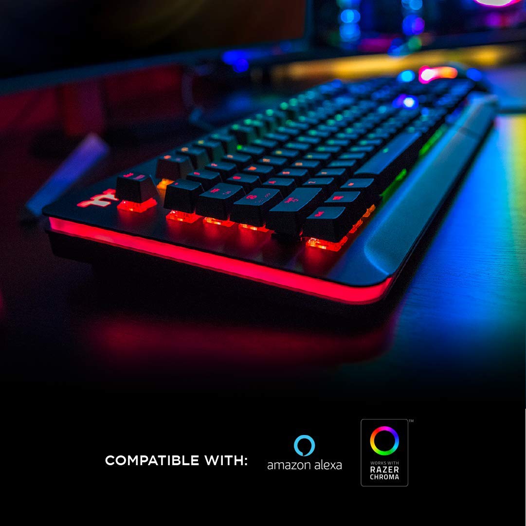 Thermaltake Level 20 RGB Mechanical Gaming Keyboard Cherry MX Speed Silver, 16.8M Color RGB, Alexa Voice Control & Razer Chroma Sync Compatible, KB-LVT-SSBRUS-01