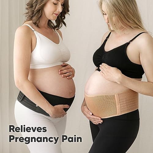 KeaBabies Maternity Belly Band - Soft & Breathable Pregnancy Belly Support Belt - Pelvic /Tummy Band Sling for Pants - Pregnancy Back Brace (Classic Ivory, M/L)
