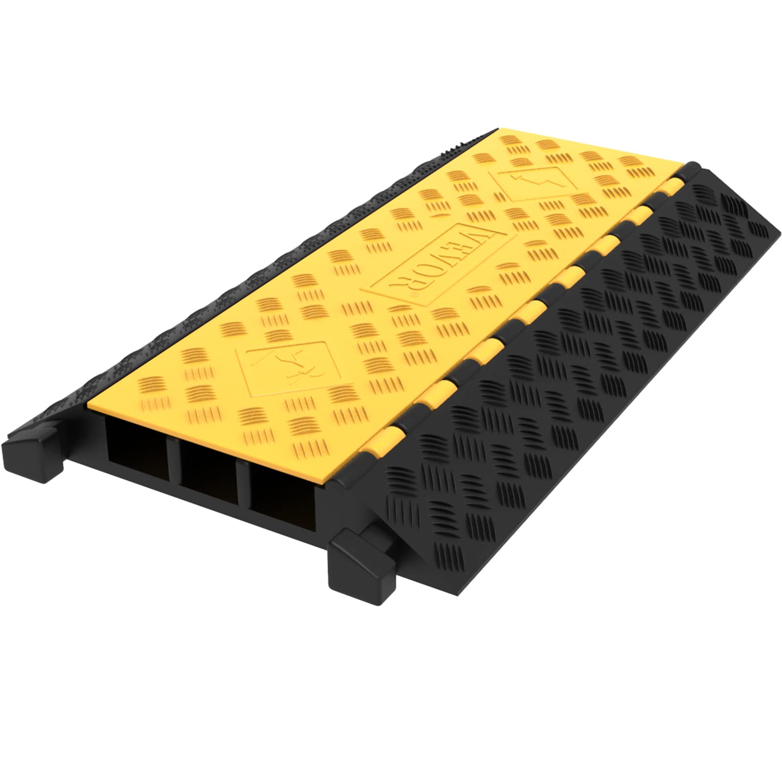 Happybuy 1 Pack of 3-Channel Rubber Cable Protector Ramps Heavy Duty 44000Lbs Load Capacity Cable Wire Cord Cover Ramp Speed Bump Driveway Hose Cable Ramp Protective Cover
