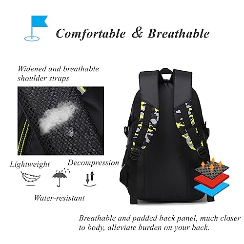 Camo-Print Primary School Backpack and Lunch-Bag Set for Boys Camouflage Elementary Bookbag Rucksack Waterproof