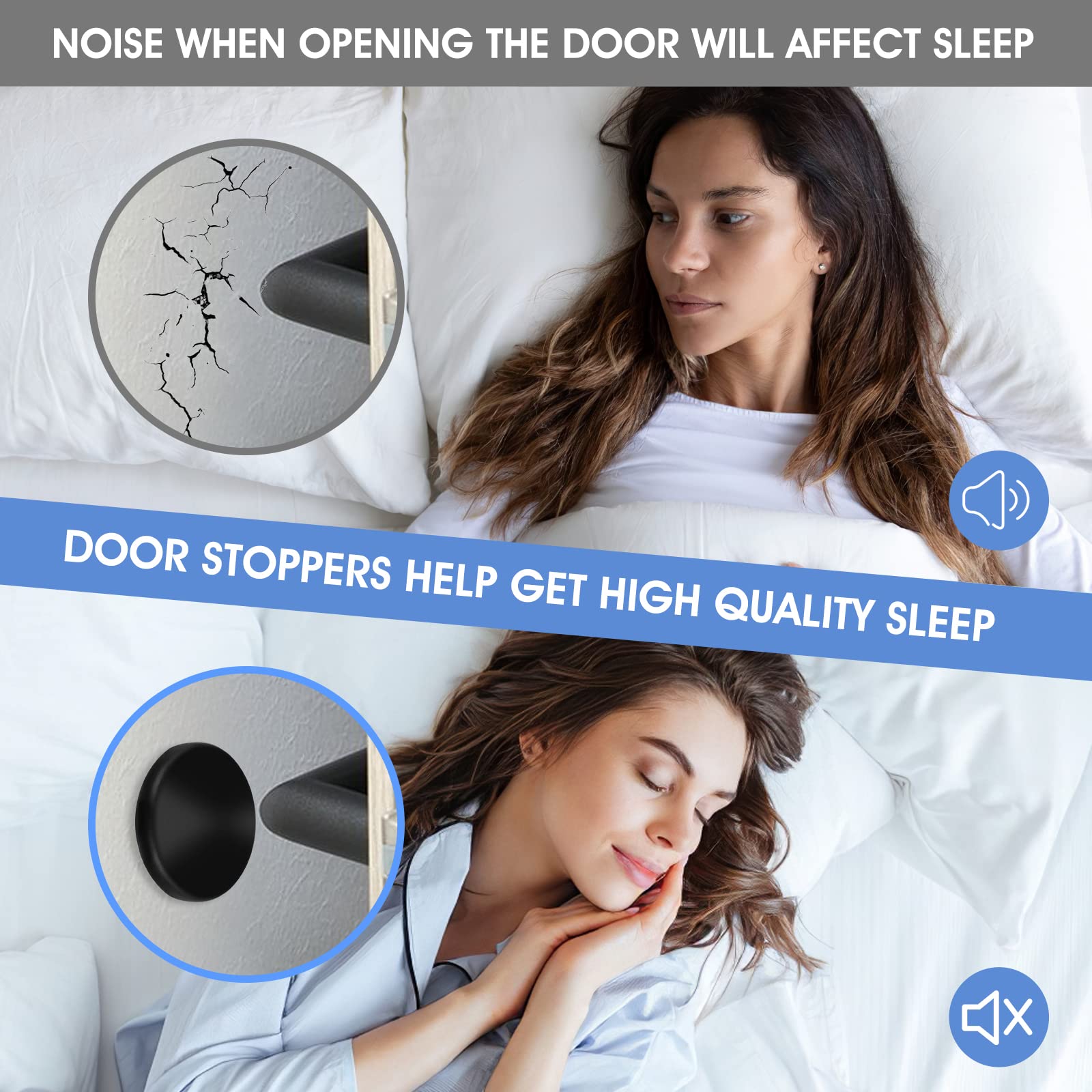 6 PCS Door Knob Wall Protector - Round Door Knob Wall Protector with Back Adhesive, Wall Protector from Door Knobs, Rubber Crash Pad for Walls Protects Wall Surface (White, Gray, Black)