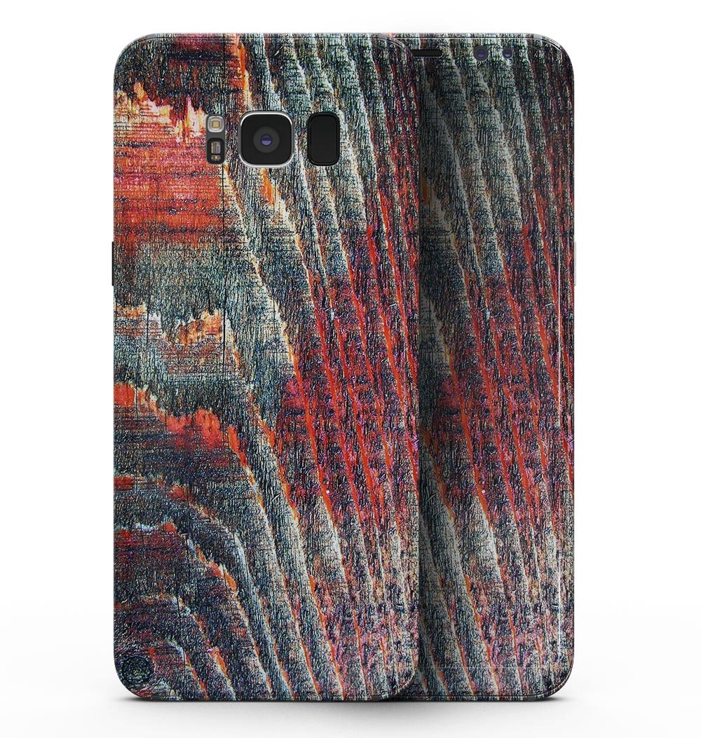 Design Skinz Design Skinz Grungy Orange and Teal Dyed Wood Surface Full-Body Wrap Decal Skin-Kit for The Galaxy S9 Plus