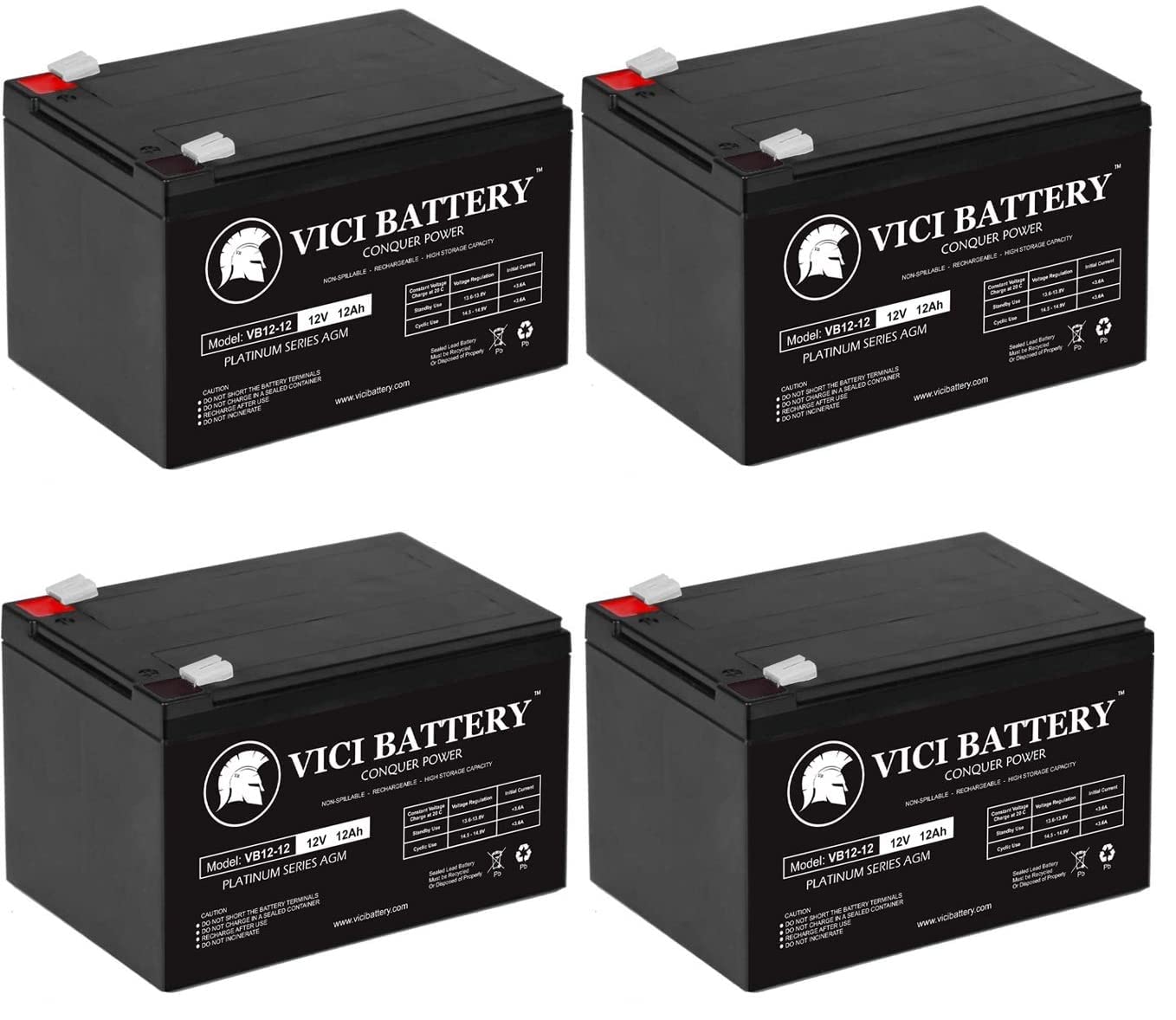 VICI Battery 12V 12AH Replacement Battery for Pride Mobility GoGo Scooter - 4 Pack Brand Product