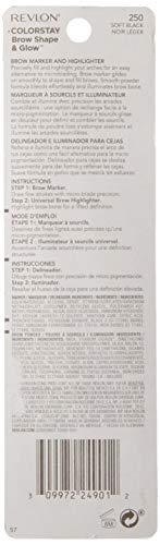 Revlon Colorstay Shape & Glow Eye Brow Marker and Highlighter, Soft Black, 0.02 Oz (Marker), 0.008 Oz (Highlighter)