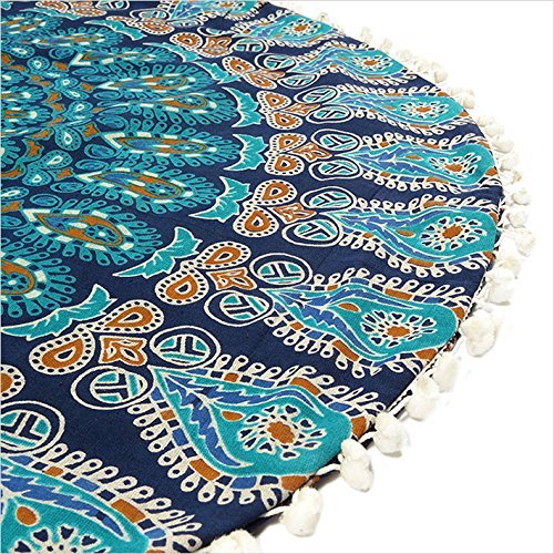 ANJANIYA - 32" Peacock Mandala Bohemian Yoga Meditation Floor Pillow Cover Comfortable Home Car Bed Sofa Cushion Couch Seating Large Zipped Throw (32 inches, Blue Green)