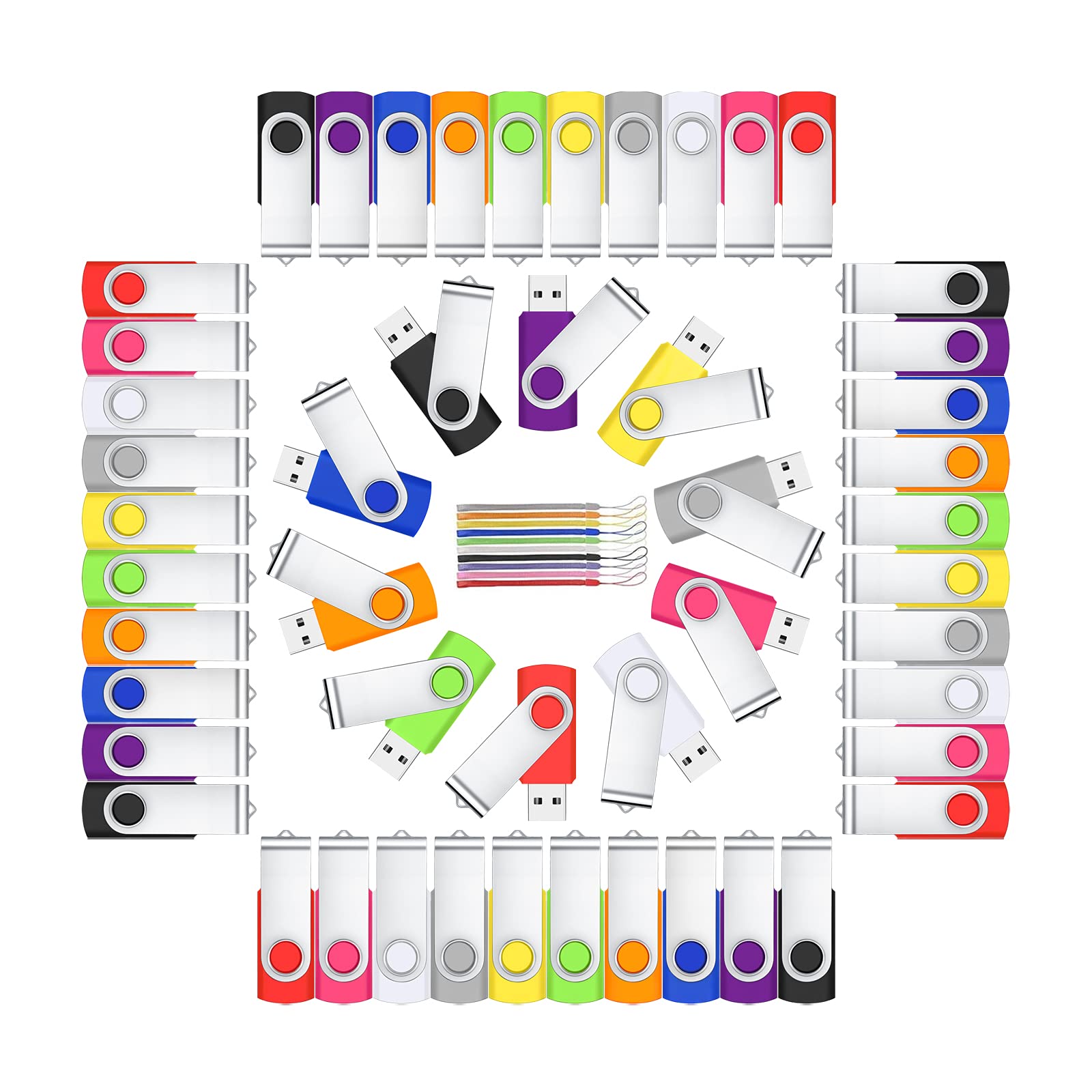Wholesale Bulk USB Flash Drives 8GB USB Drive 50 Pack 8G Thumb Drive,GEEUMI USB Multipack Memory Stick,Data Storage Portable Jump Drive Zip Drive with Keychain