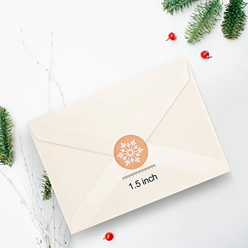 660 Pieces Snowflake Stickers,Christmas Stickers 1.5" Round Kraft Paper Snowflake Label for Envelope,Candy Bag or Gifts