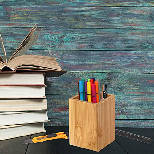 Pen Cup Holder,2 Pack Bamboo Wood Desk Pencil Holder Stand Multi Purpose Use Pencil Cup Pot Desk Accessories,Desktop Organizer Pencil Holder Ideal Gift for Office Home