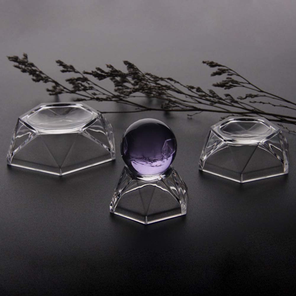 4 Pcs Clear Acrylic Ball Stand Crystal Ball Display Base Ball Model Holder for Golf Balls Tennis Balls Sphere Crystal Ceramic Round Balls, 3 Sizes
