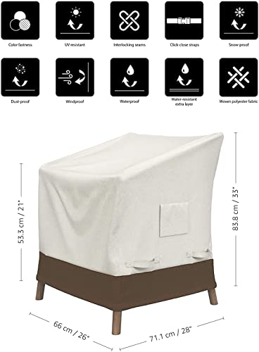 Amazon Basics Dining Arm Chair Outdoor Patio Furniture Cover, Set of 2, Beige / Tan