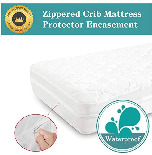 Crib Mattress Protector, Baby Mattress Protector | Crib Waterproof Mattress Cover | Breathable Zippered Toddler Mattress Protector (White, 52β x 28β)