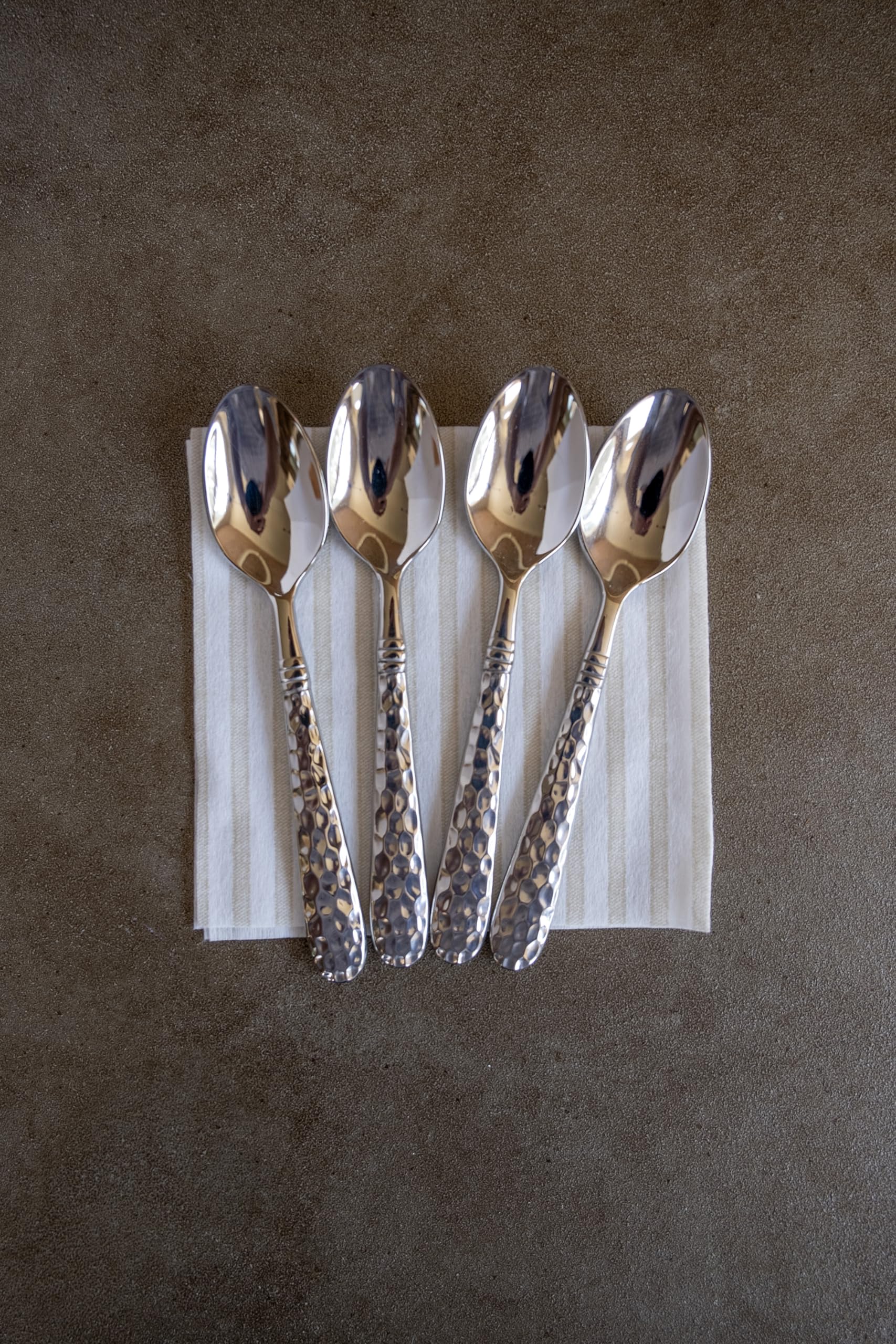 Vietri Martellato Demitasse Spoons 5"L 18/10 Stainless Steel Coffee Spoons, Espresso Spoons Set of 4