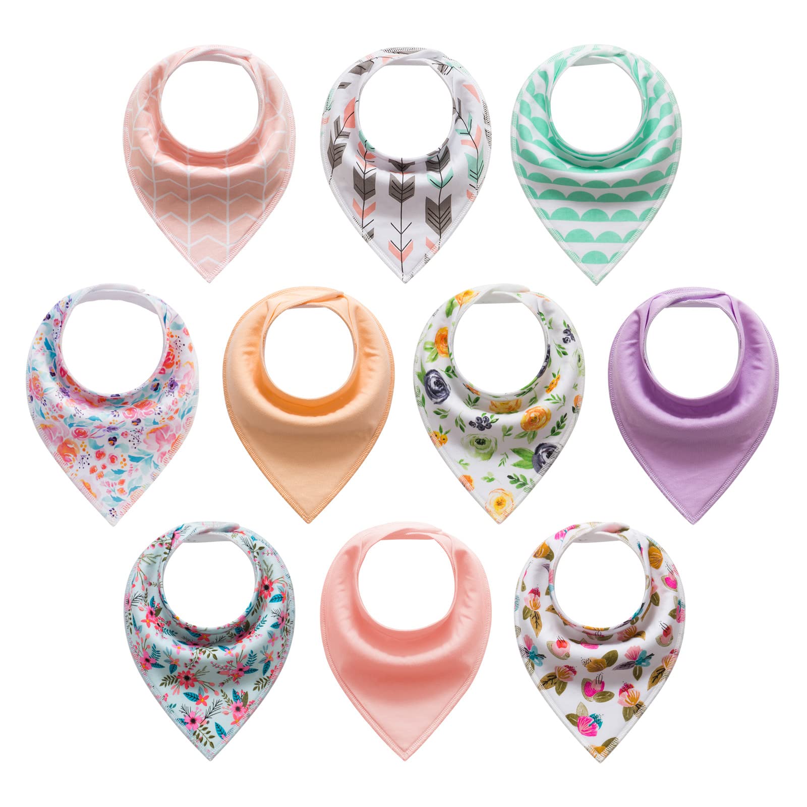 Little Tots Baby Bandana Drool Bibs for Boys, Girls, Baby Unisex Cotton Bibs 10 Pack Soft and Absorbent (Magical ocean)