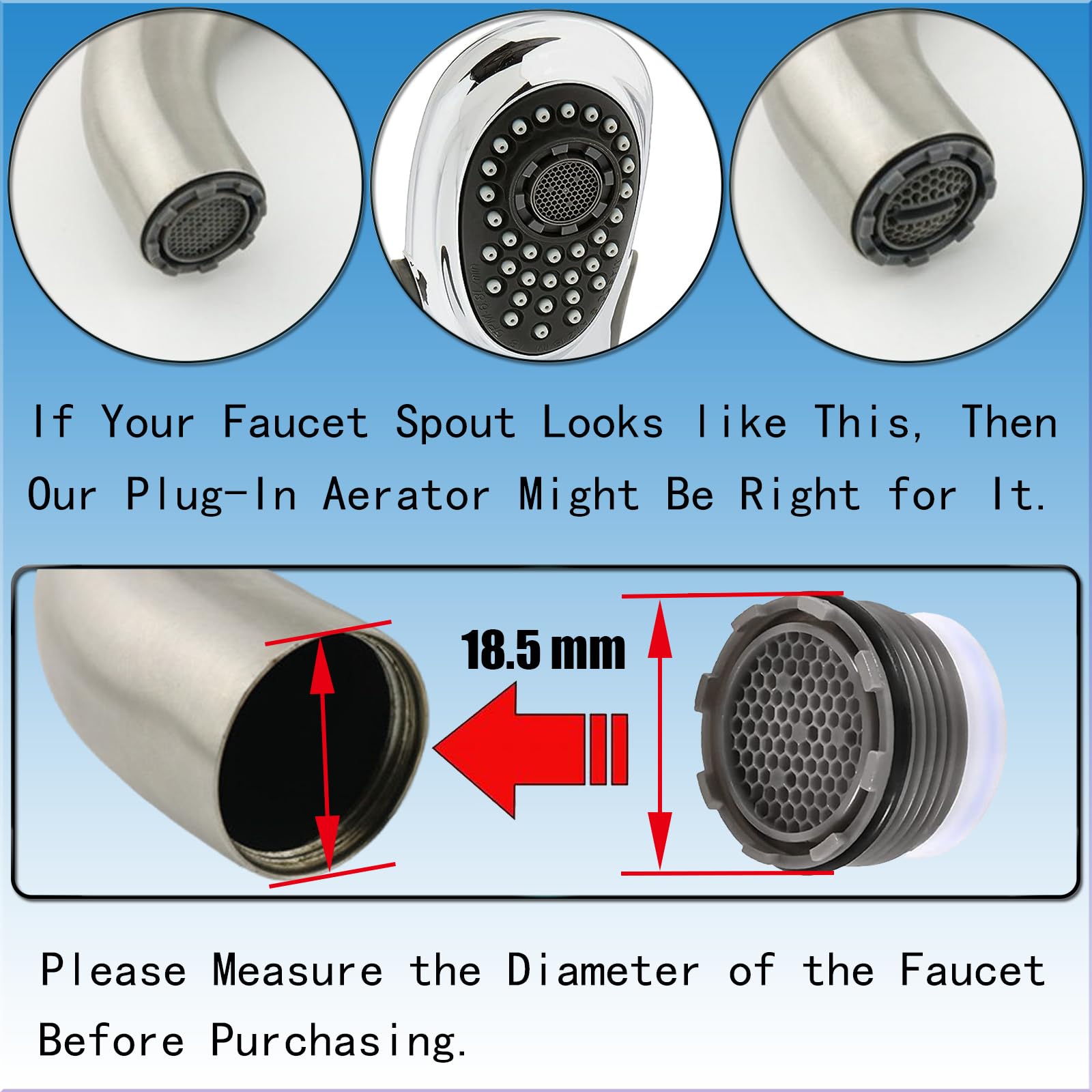 4PCS Faucet Cache Aerator and 1PCS Cache Faucet Aerator Key, 18.5mm Water Saving Flow Restrictor Set Replacement Parts for Kitchen High Speed Aerator Bathroom Sink Aerator (1.5GPM)