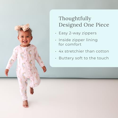 Posh Peanut Footless Baby Girl Pajamas - Viscose from Bamboo Ruffled Baby Sleepers with 2 Way Zipper for Easy Diaper Changes (6-9 Months) Dusk Rose