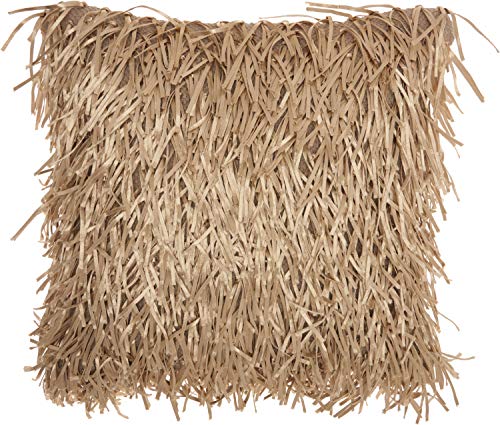 Mina Victory Shag Metallic Ribbon Shag Beige 20" x 20" Throw Pillow