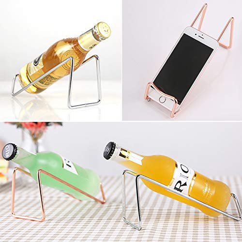 Ibnotuiy Set of 2 Metal Tabletop Single Bottle Wine Rack Minimalist Wine Holder (Silver)