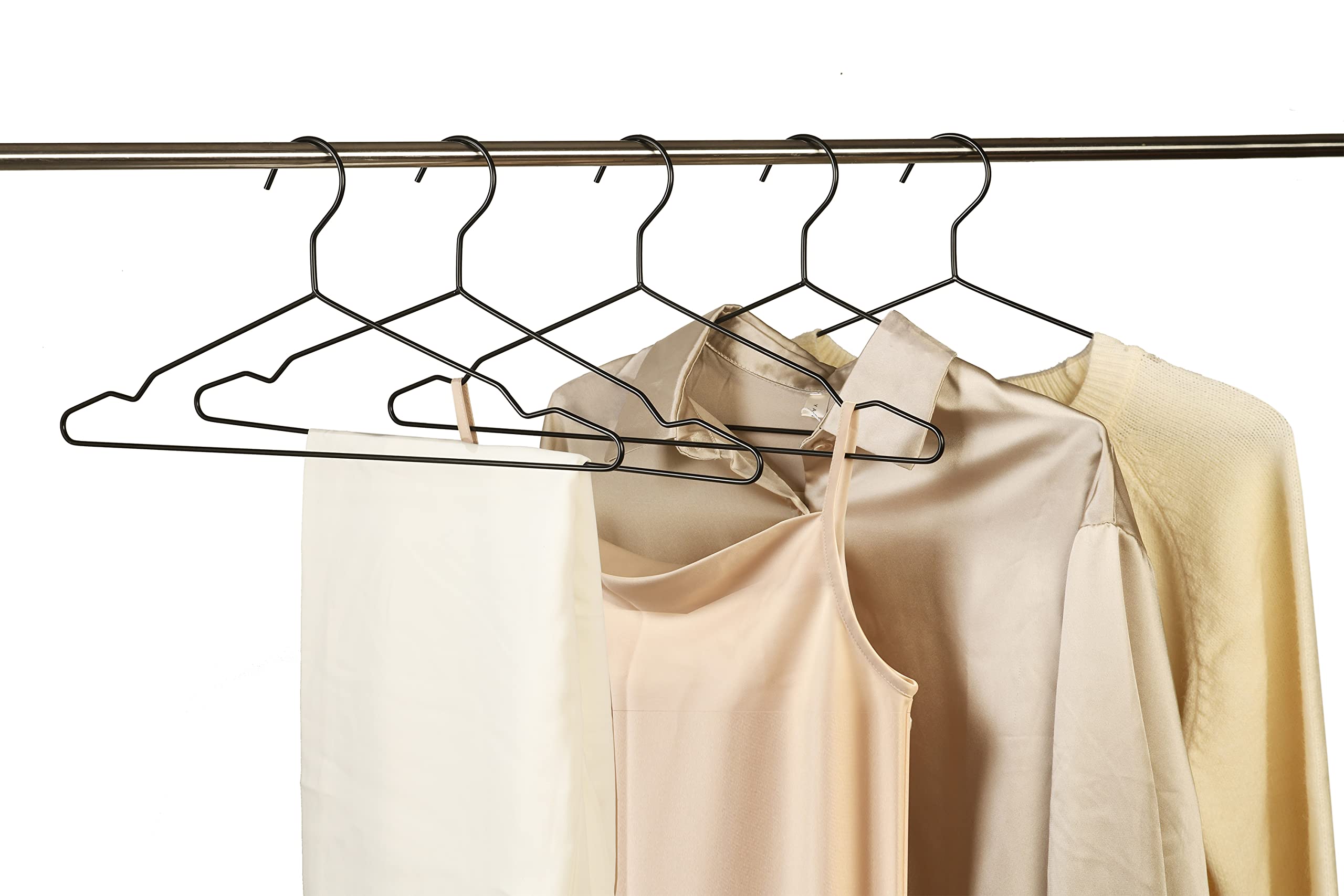 SYNHOZZ 16.5" Heavy Duty Matte Black Metal Hangers 20 Pack, Wire Black Clothes Hangers for Coat Suit, Shirts, Dress, Pants，Camisole Wedding Dress (Black, 20Pack)