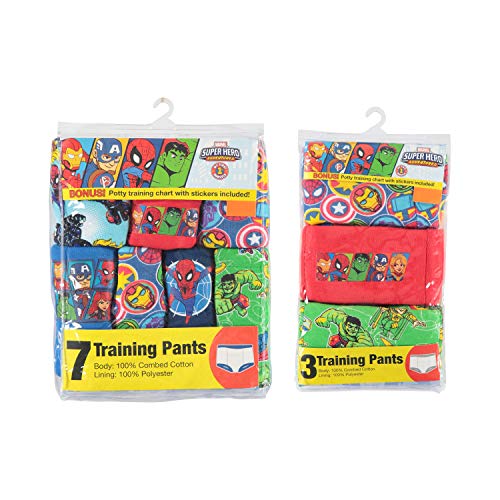 Marvel Boys Potty Training Pants, Success Chart & Stickers with Spiderman, Iron Man, Hulk & More Sizes 18M-4T, 10-Pack Superhero Friends, 2T