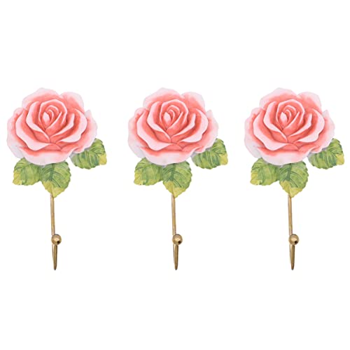 Alipis Home Decor Metal Wreath Hanger 3pcs Rose Flower Rose Resin Wall Hooks Rose Flower Coat Hooks 3D Flower Wall Hook Wall Hooks Decorative Jacket Hanger Stand Vintage Decor