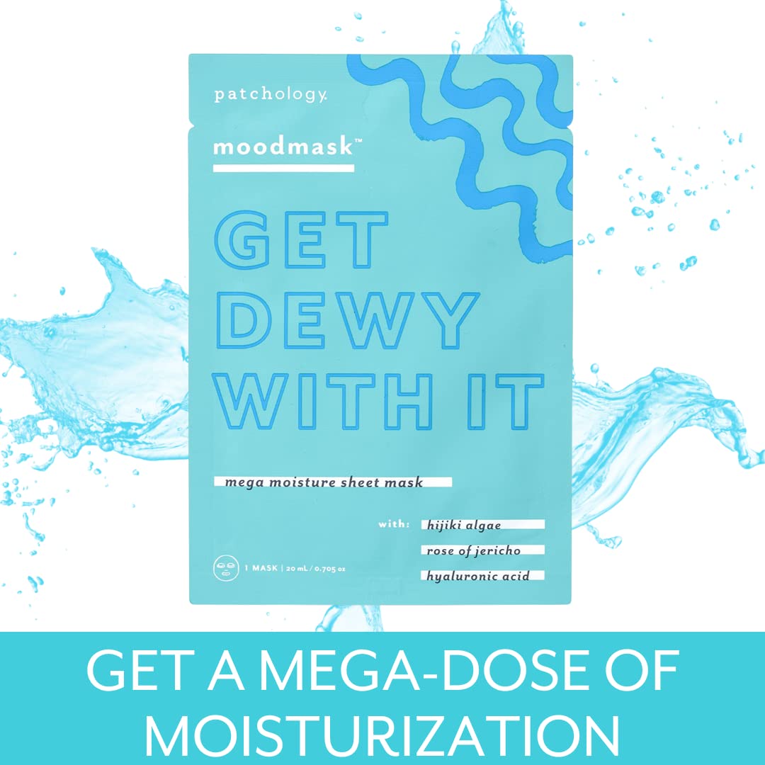 Patchology Moodmask Get Dewy With It Facial Sheet Mask - Men and Women Face Masks Skincare Sheet for Moisturizing, Hydrating, and Dewy Skin - Best Face Sheets Moisturizer (1 Count)