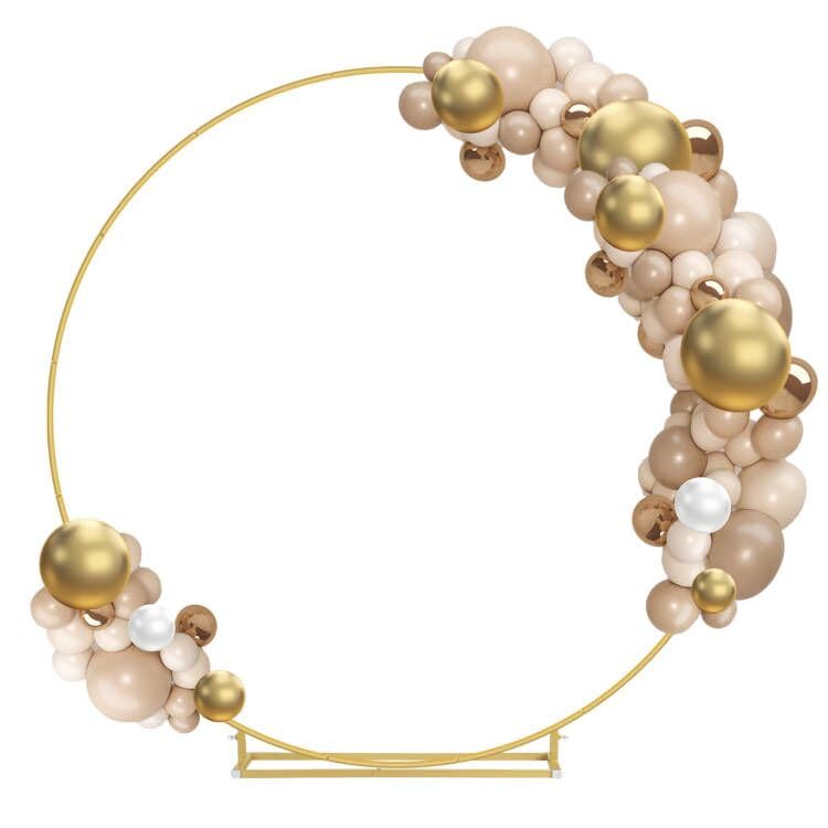 6.6FT Round Backdrop Stand, Wedding Metal Circle Balloon Arch Kit Frame Flower Ring Stand for Wedding Birthday Party Ceremony Anniversary Graduation Backdrop Decoration, Gold