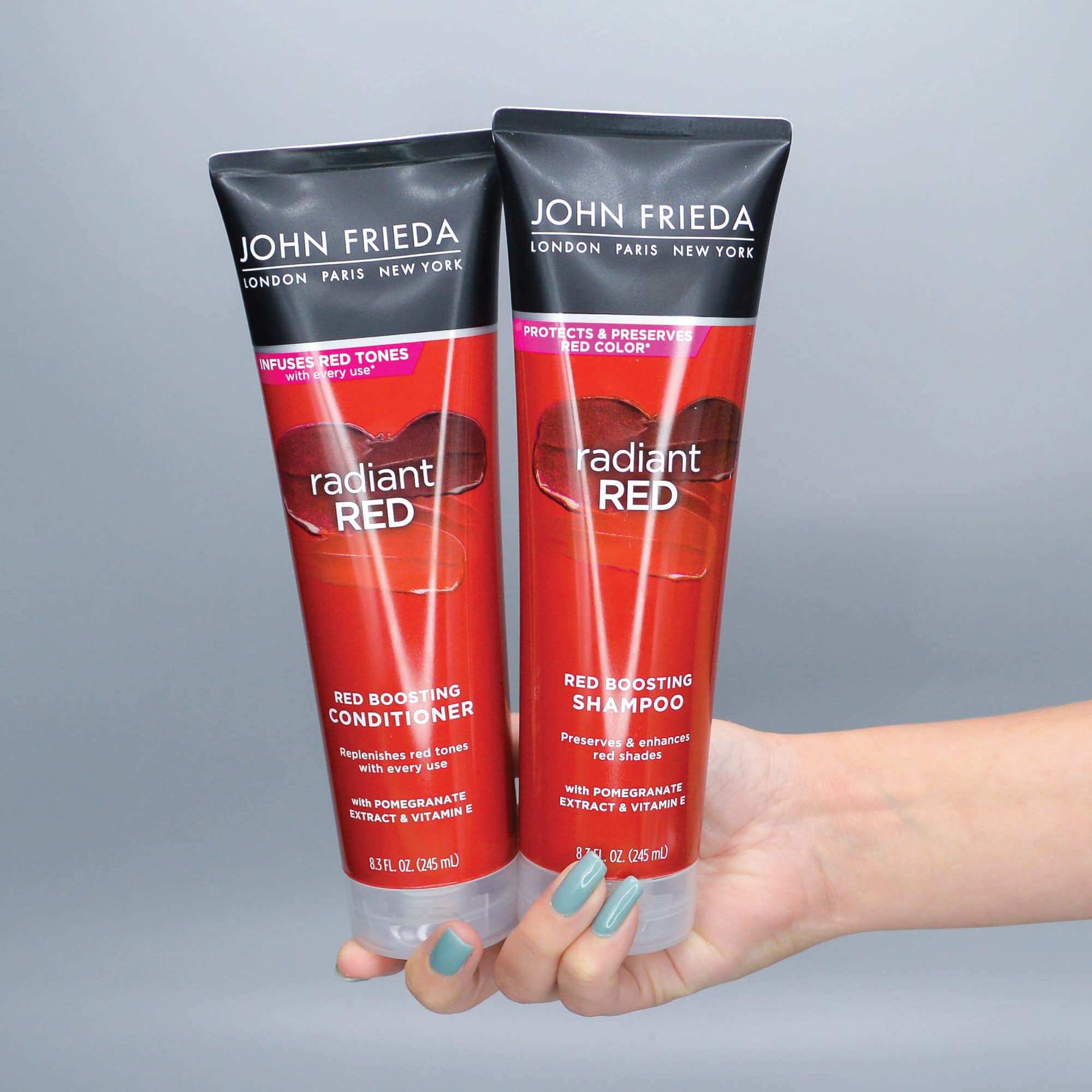 John Frieda Radiant Red Red Boosting Shampoo, Daily Shampoo, Helps Enhance Red Hair Shades, 8.3 Ounce, with Pomegranate and Vitamin E