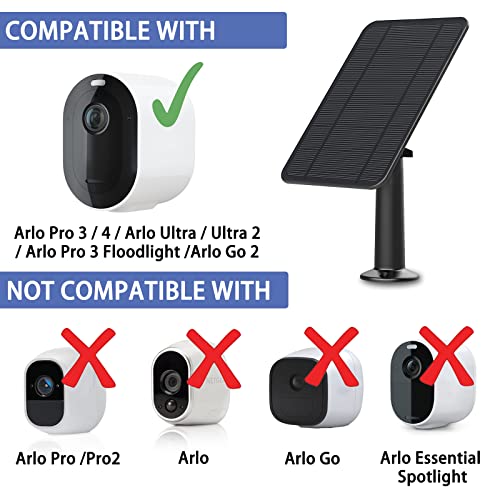 4W 6V Solar Panel Compatible with Arlo Pro 3/Pro 4/Arlo Ultra/Ultra 2 & Arlo Go 2 only, Includes Secure Wall Mount, IP65 Weatherproof,13.1ft Power Cable-Black