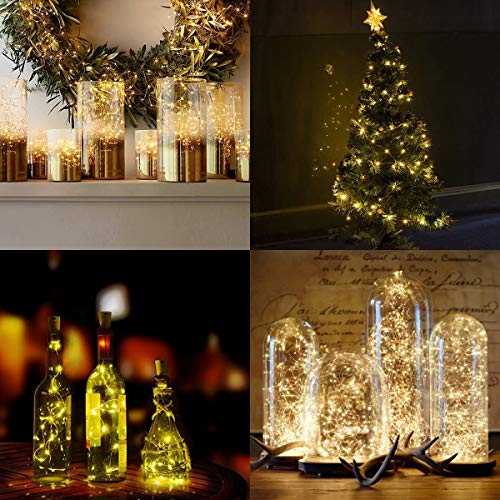 AMIR Upgraded Solar String Lights, 39Feet 120 LED Mini Copper Wire Lights, 8 Modes Waterproof Fairy Lights, Indoor Outdoor Solar Decoration Lights for Patios, Home, Parties (Warm White - Pack of 2)