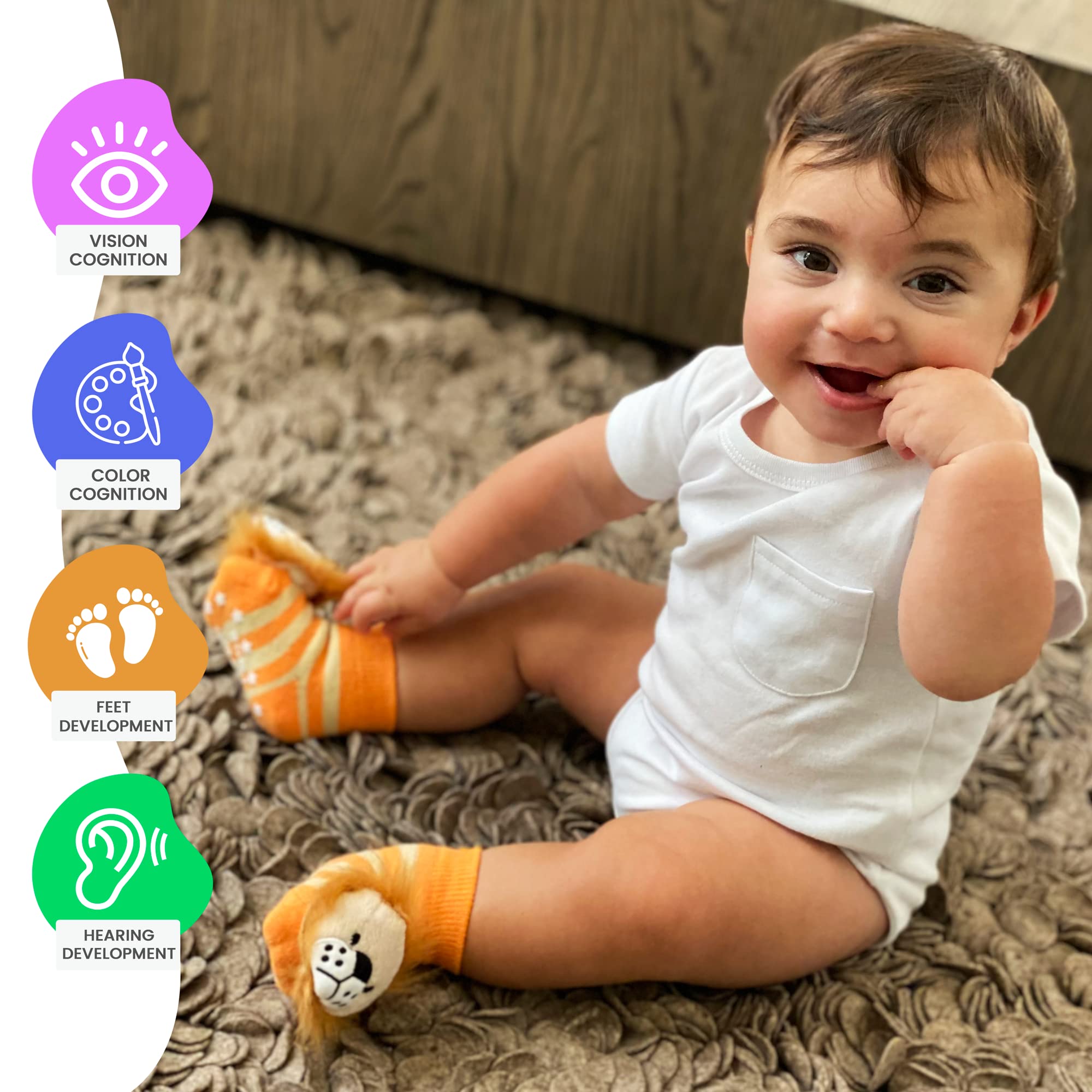 Piero Liventi Blue Tricera Boogie Toes Rattle Sock, 1-Pair (0-1Y)
