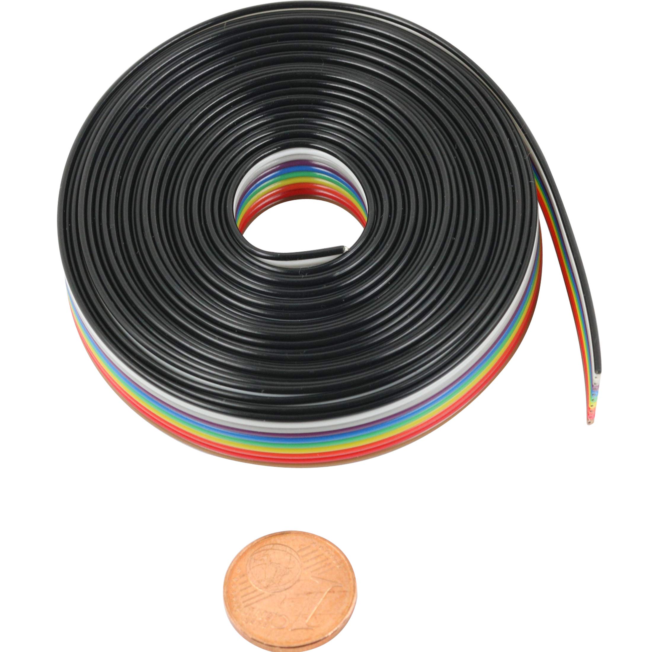 risingsaplings 10P 9.8FT 3 Meters 10 Wire Rainbow Ribbon Cable 1.27mm Pitch for 2.54mm Connectors 9.8 Feet IDC Flat Ribbon Cable Wire