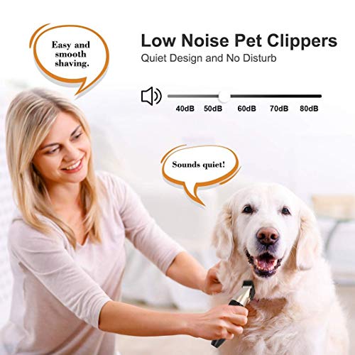 Dog Clippers Cordless Grooming Kit Professional Horse Detachable Blade with 4 Comb Guides,Low Noise Pet Rechargeable Tools for Small & Large Dogs Cats Pets