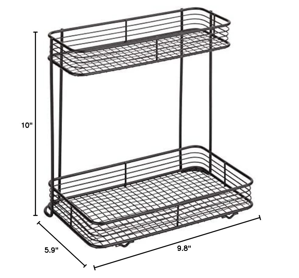 iDesign Vienna Steel Free-Standing 2-Tier Storage Shelf - 5.9" x 9.8" x 10", Matte Black